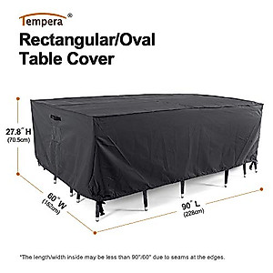Tempera 90''L x 60''W x 27.8''H Outside Table and Chair Covers, Outdoor Dining Set Cover, Patio Furniture Cover Waterproof, Windproof for Winter, Rectangle, Space Grey