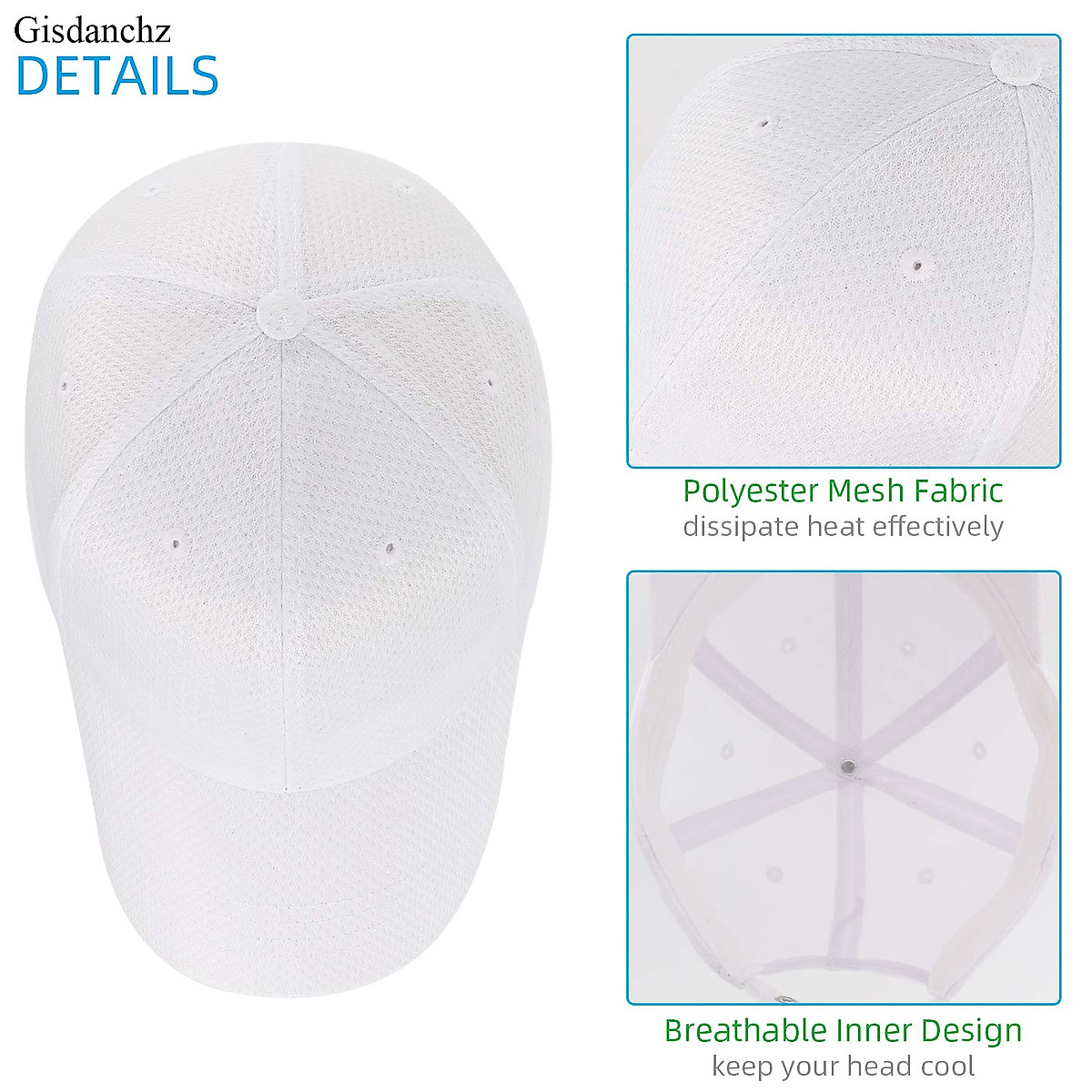 Gisdanchz Ball Caps for Men Cooling Hat Outdoor Runner Cycling Cap Mesh Golf Hats Trucker Hat Mens Womens Baseball Caps Low Profile Summer Cooling Hat for Men White