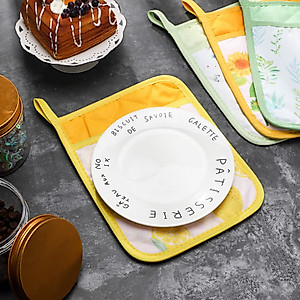 8 Pieces Pot Holders for Kitchen Heat Resistant Designer Pot Holders Hot Pads Pot Holders Lemon Flowers Pot Holders with Pockets and Loops Sunflower Pot Holders Oven Mitts for Baking Restaurant