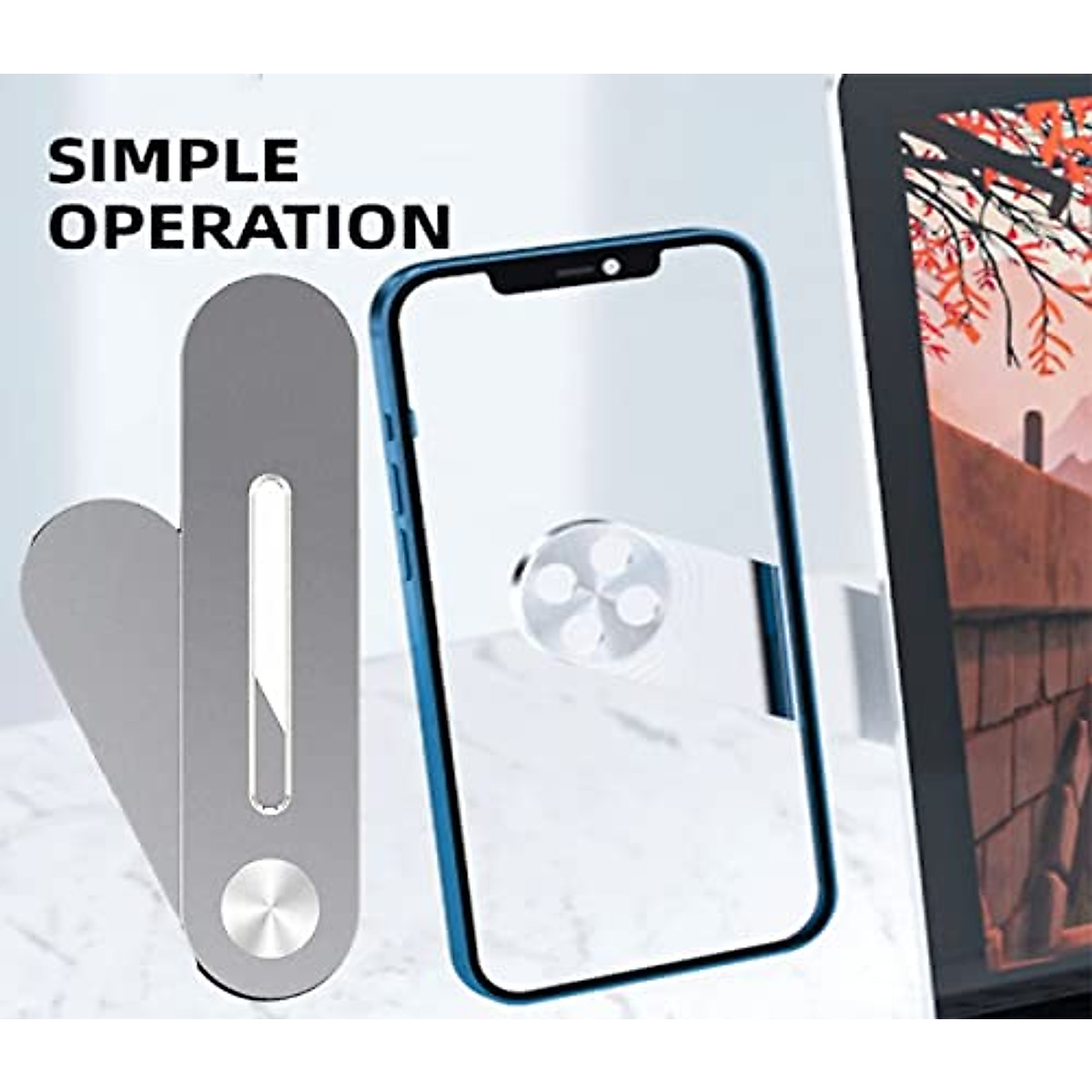 REYPAZ Adjustable Laptop Side Mount Clip, Phone Holder for Laptop - Laptop Stand Computer Monitor Expansion Bracket Compatible with All Cell Phones