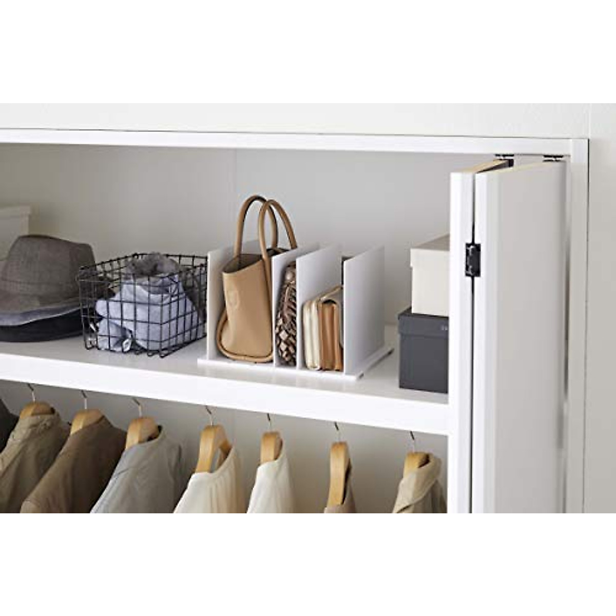 YAMAZAKI home 4956 Purse Organizer/Bag Divider for Closet Shelf, One Size, White