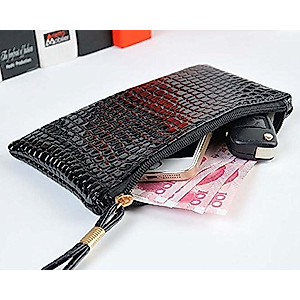 Women PU Leather Clutch Handbag Bag Coin Purse,Birthday Women Girl Gifts (Black, One Size)
