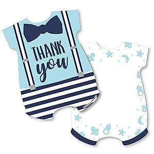 Big Dot of Happiness It's a Boy - Shaped - Blue Baby Shower Thank You Note Cards with Envelopes - Set of 12