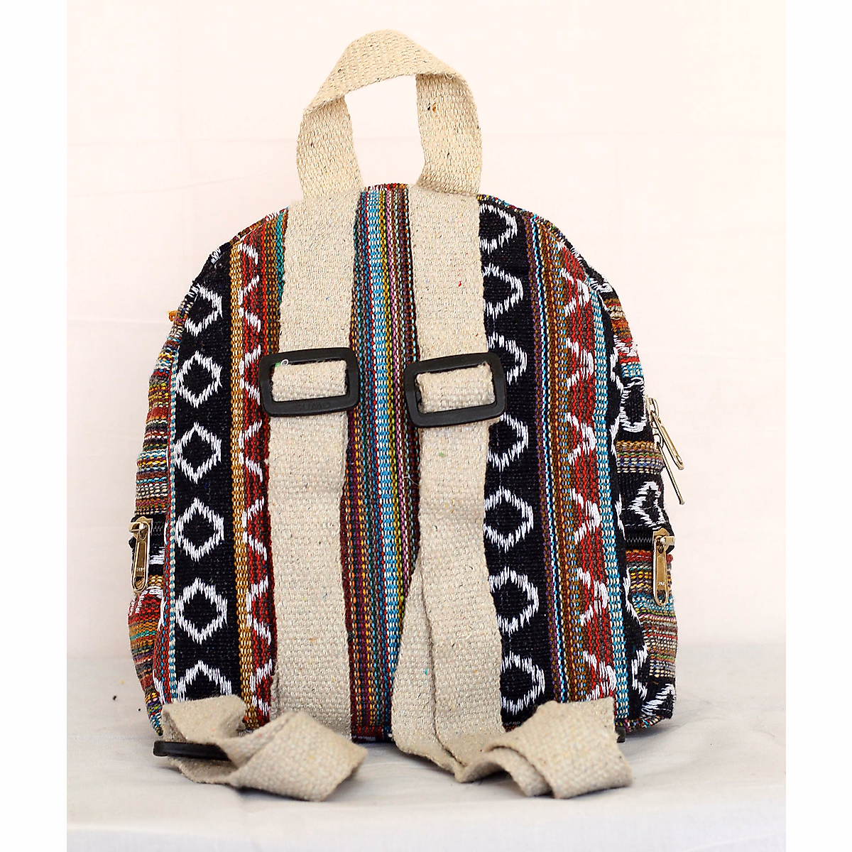 ECOBAWA Hemp Mini Backpack for women Adjustable shoulder strap Mini Bag Washable Lightweight Casual Daypack (Brown)