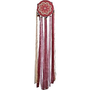 Hanfu Hand Drum with Red Ribbon Retro Tambourine Ancient Accessories Hand-Held Ribbon Drum