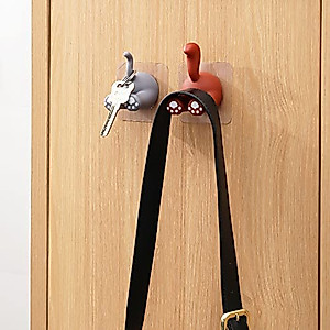 3 Pack Decorative Cartoon Adhesive Hook, Animal Tail Hooks for Wall, Self Adhesive Razor Toothbrush Plug Cable Shave Holder Waterproof for Bathroom, Utility for Hanging Towel Keys (Red)