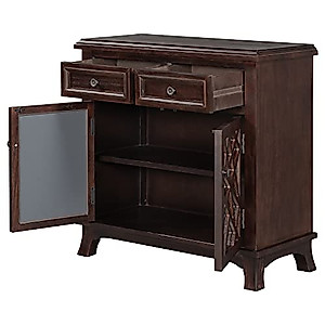 Rhomtree 30.3'' Kitchen Sideboard Buffet with Doors, Drawers and Adjustable Shelf, Storage Cabinet Wood Accent with Durable Wooden Build Large Storage Space Buffet Ample Storage Space (Brown)