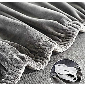 IMYOGI High Stretch Sofa Covers Velvet Sofa Cover Corner Sofa Cover Stylish Soft Durable Furniture Protector Couch Cover for 4 Cushion-4 Seater+4 Seater-Lake Blue