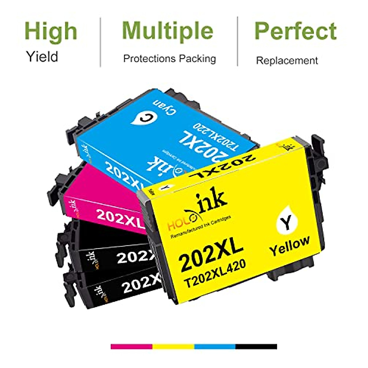 HOINKLO Remanufactured Ink Cartridge Replacement for Epson 202XL 202 XL T202XL use with Epson Workforce WF-2860 Expression Home XP-5100 (2 Black, Cyan, Magenta, Yellow, 5-Pack)