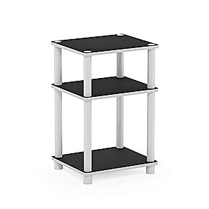 Furinno Turn-N-Tube 5 Tier Corner Display Rack Multipurpose Shelving Unit, Espresso/Black & Just 3-Tier Turn-N-Tube End Table/Side Table/Night Stand/Bedside Table with Plastic Poles, White/White