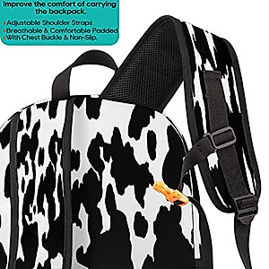 Herdesigns Cow Print Custom Backpack for Men Women Adult Cow Print Personalized Lightweight Casual Laptop Backpack Customized Computer Hiking Gym Travel Travel Daypack with Name