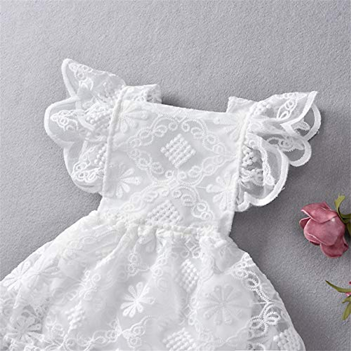 Baby Girl Lace Dress, Princess Dress Tulle White Party Wedding Summer Dress Clothes (White, 0-3Months)