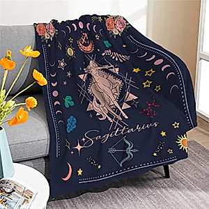 Sagittarius Zodiac Flannel Fleece Throw Blanket Blankets for Adult and Kids Soft Fuzzy Plush Blanket Cozy Lightweight All Seasons for Travel Bed and Couch 40"x50"