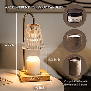 Marycele Candle Warmer Lamp, Electric Candle Lamp Warmer, Mothers Day Gifts for Mom, House Warming Gifts New Home Bedroom Decor Dimmable Wax Melt Warmer for Scented Wax with 2 Bulbs, Jar Candles