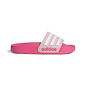 adidas Adilette Shower Slide Sandal, Clear Pink/White/Lucid Pink, 3 US Unisex Little Kid