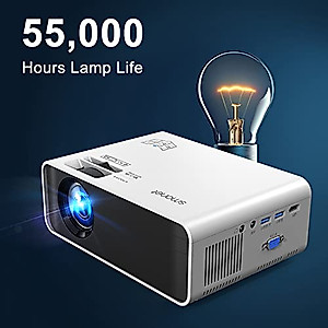 Movie Projector, SMONET 1080P HD Projector 7500L Home Projector Video TV Projector Mini Portable LED Projector Outdoor Indoor Wall Compatible with TV Stick Laptops PC PS5 HDMI USB