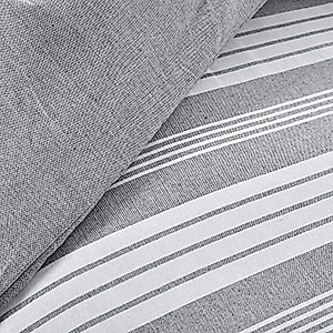 Lush Decor Gray and White Farmhouse Recycled Yarn-Dyed Cotton Stripe 5-Piece Comforter Set (King)