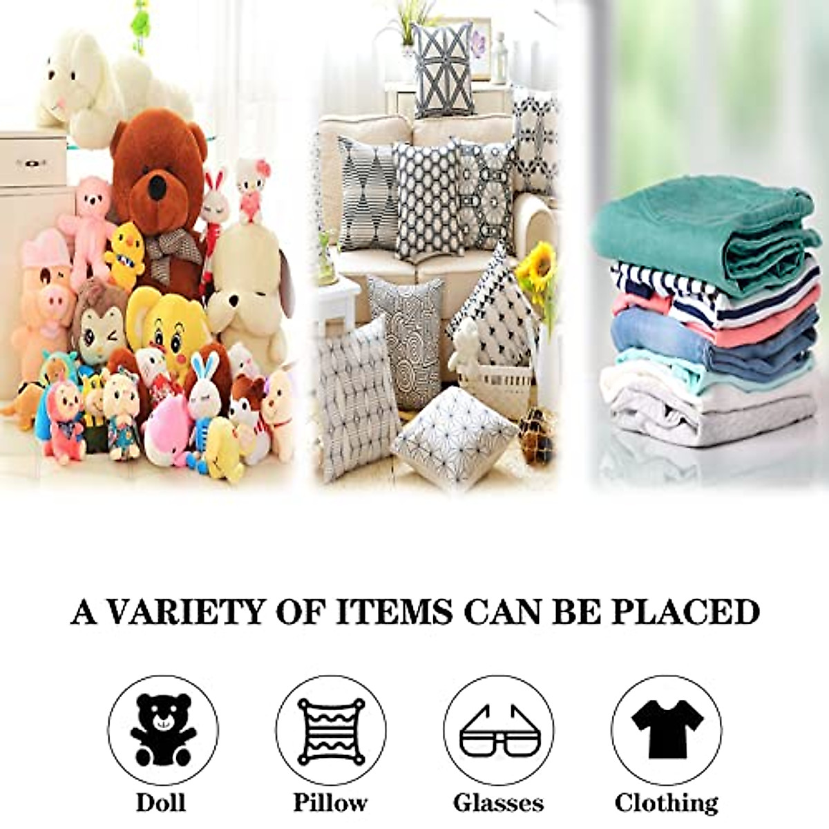 Stuffed Animal Toy Hammock Macrame With String Light Hanging,Stuffed Animal Organizer Wall Corner Toy Storage Holder Stuffed Animal Display,Bohemian Tassel style Kid Nursery living Roombedroom Decoration