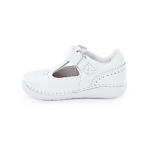 Stride Rite Baby Girls SM Lucianne Mary Jane Flat, White Patent, 3 Infant