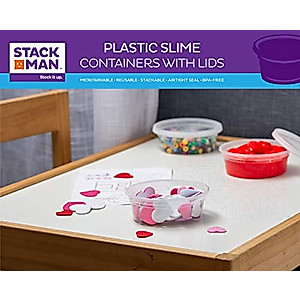 [48 Sets - 8 oz.] Plastic Containers with Lids - Slime Containers 8 oz - Small Containers with Lids