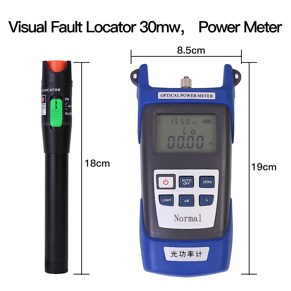 Fiber Optic Termination Tool Kit - 9 in 1 Assembly FTTH tool kit with FC-6S Cleaver Optical Power Meter Finder - 30km Visual Fault Locator Optical Pliers Cable Cutter Stripper
