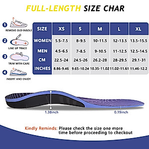 Plantar Fasciitis Insoles for Men Women - Orthotics Inserts, Shoe Insoles Arch Support Flat Feet Inserts Work Boot Insoles for Standing All Day