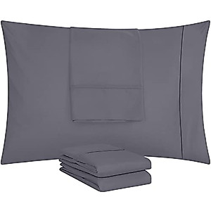 Utopia Bedding Standard Pillow Cases - 4 Pack - Envelope Closure - Soft Brushed Microfiber Fabric - Shrinkage and Fade Resistant Pillow Cases Standard Size 20 X 26 Inches (Standard, Grey)
