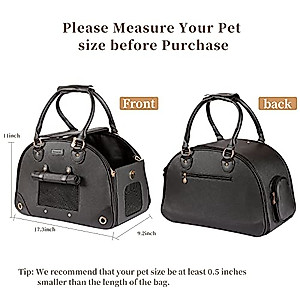 Sasapet Dog Carrier, Pet Carrier, Dog Purse, Foldable Premium PU Leather Cat Carrier, Portable Tote Bag Carrier for Cats and Small Dogs - Black