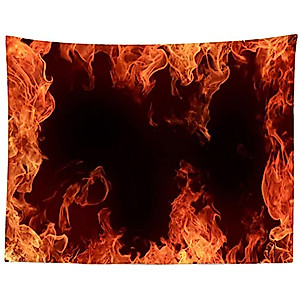 BELECO 7x5ft Fabric Fire Backdrop for Party Photoshoot Roaring Flame Backdrop Poster Black Background for Bonfire Party School Activities Birthday Party Decorations Baby Kids Adults Photo Props