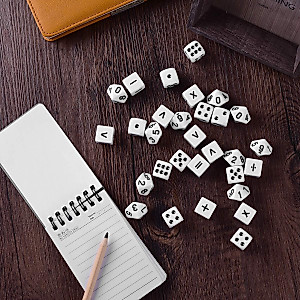 Lohoee Teaching Dice 16mm Math Dice Games for Kids 8-12 for Math Teaching Classroom Supplies Acrylic Material (10Pcs Math Operation Dice + 10Pcs Number Dice + 10Pcs Dot Dice)