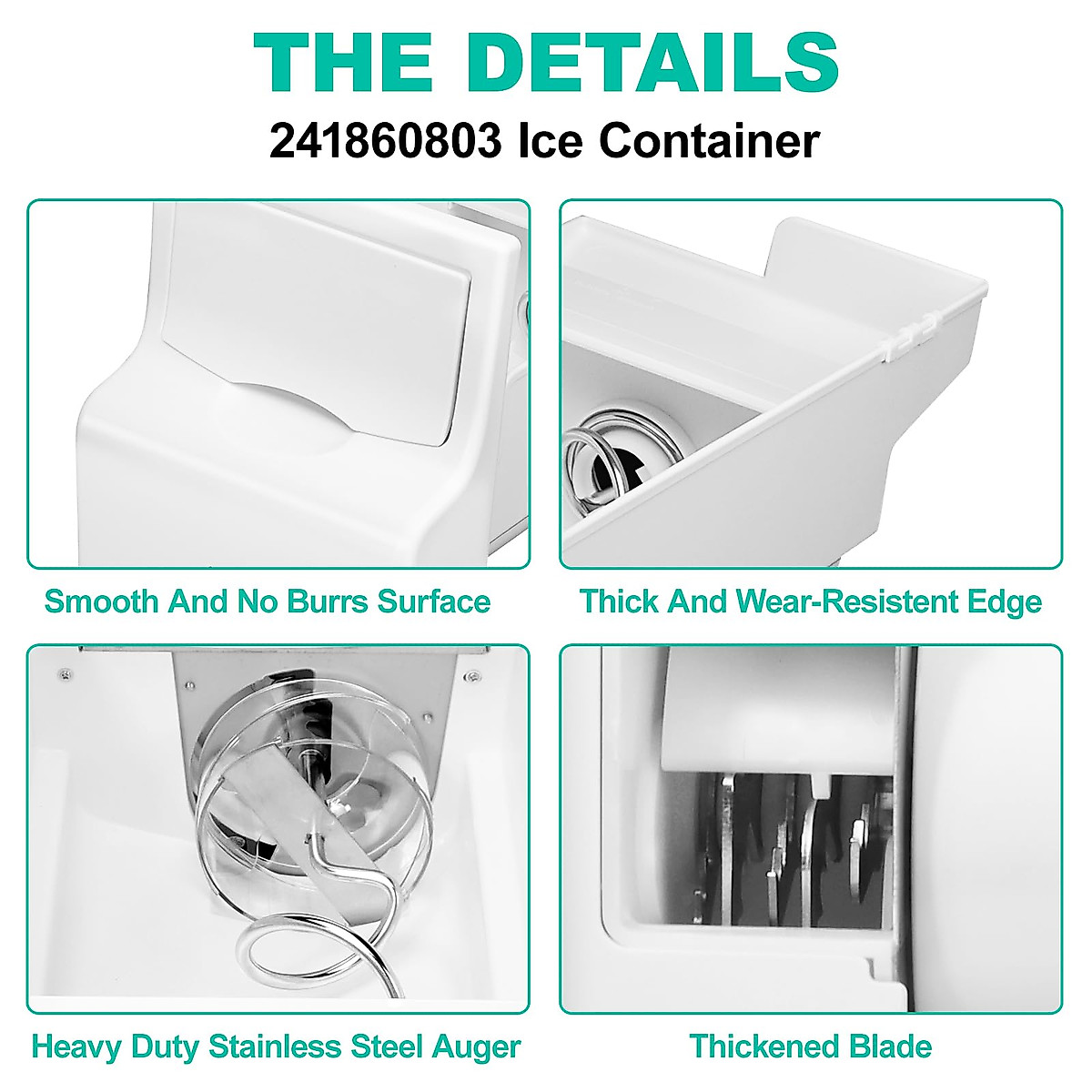 Upgraded 241860803 Refrigerator Ice Bucket Assembly Compatible with Frigidaire Ice Maker Replacement Ice Bin Container Parts AP4300918 LFSS2612TF0 LFSS2612TE0 FFSS2615TS0 FFHS2611PFEA Ice Maker