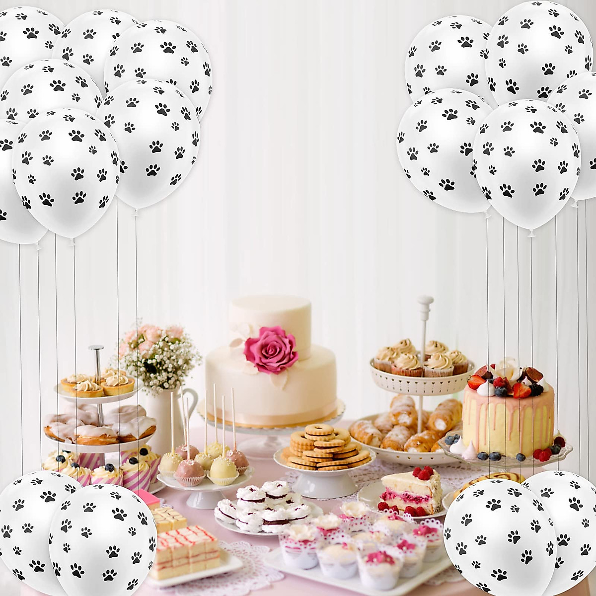 Abeillo 20 Pieces Dog Paw Balloons Funny Paw Print Balloons Pet Latex Balloons for Children's Birthday Western Cowboy Farm Party Decoration Supplies