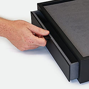 Kaviso Cache Display Valet Storage Drawer - EDC, Blade, Watch, and Jewelry Storage Drawer add-on, Microfiber Lining, Faux Leather, Stackable (Valet Storage Drawer) Black