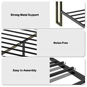 IRONCK Queen Bed Frame with Drawers, Ergonomic Storage Headboard with Charging Station, LED Light, Solid and Stable, No Box Spring Needed
