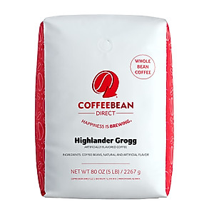 Coffee Bean Direct Highlander Grogg Flavored, Whole Bean Coffee, 5-Pound Bag