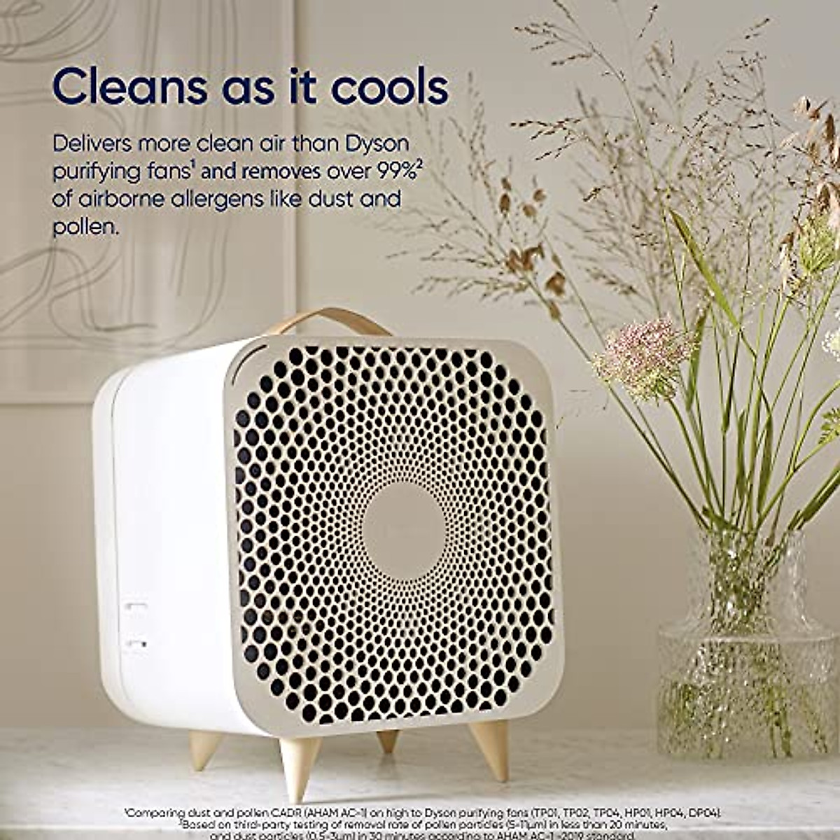 BLUEAIR Pure Fan Auto, 3-Speed HEPASilent Room Fan, Cools + Cleans, Removes Allergens Dust Pollen for Floor Table Desk and Bedrooms, White, Medium