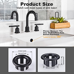 ARCORA 2 Pack Sink Overflow Ring Matte Black Bathroom Kitchen Sink Basin Trim Overflow Cover Hole Insert Cap