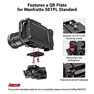 SMALLRIG BMPCC Baseplate for Manfrotto 501PL Compatible with Black Design Pocket Cinema Camera 4K & 6K – 2266