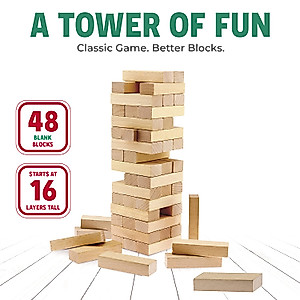 CoolToys Timber Tower Wood Block Stacking Game – Original Edition (48 Pieces)