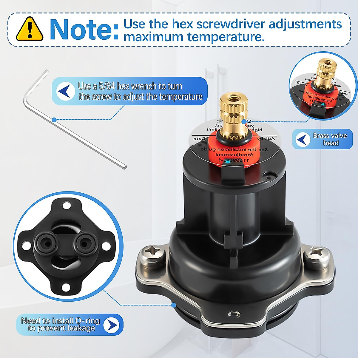 GP76851 Mixer Cap and GP500520 Pressure Balancing Unit, Compatible with Kohler GP77759 Mixer Cap, Shower Cartridge Replacement Valve Repair Kit, for Rite-Temp and 1/2" Shower Valve