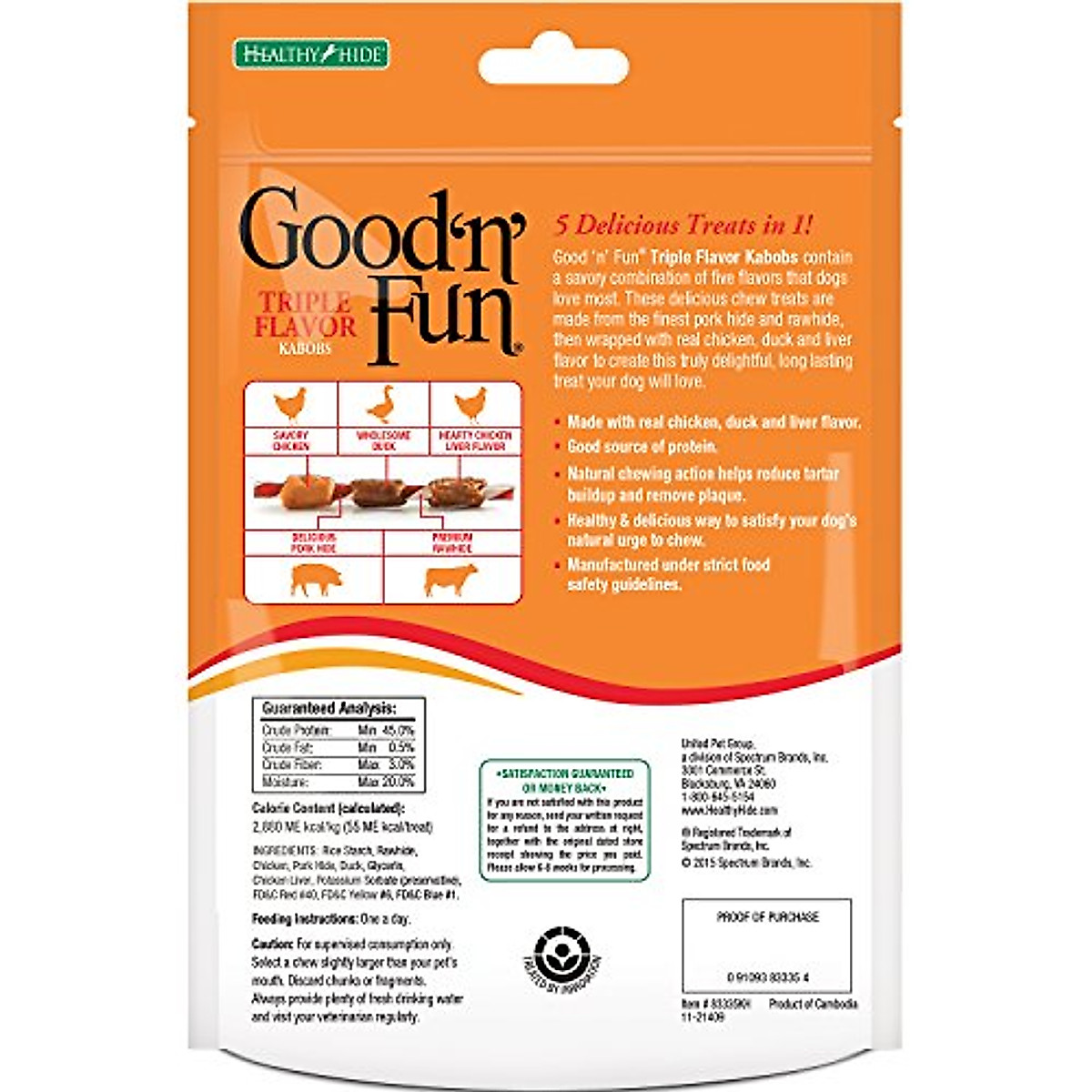 Good'N'Fun Triple Flavored Rawhide Kabobs For Dogs, 4-Ounce