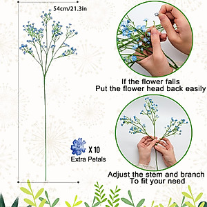 JIFTOK Babys Breath Artificial Flowers, 12 Pcs Fake Flowers Gypsophila Bouquet Fall Flowers Artificial for Decoration, Real Touch Silk Flower for Wedding Christmas DIY Party Home Garden Office(Blue)
