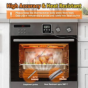 Meat Thermometer Digital Instant Read Kitchen Cooking Food Candy Thermometer Timer with Stainless Steel Probe Magnet for Oil Deep Fry BBQ Grill Smoker Baking Liquids Beef Oven Thermometer