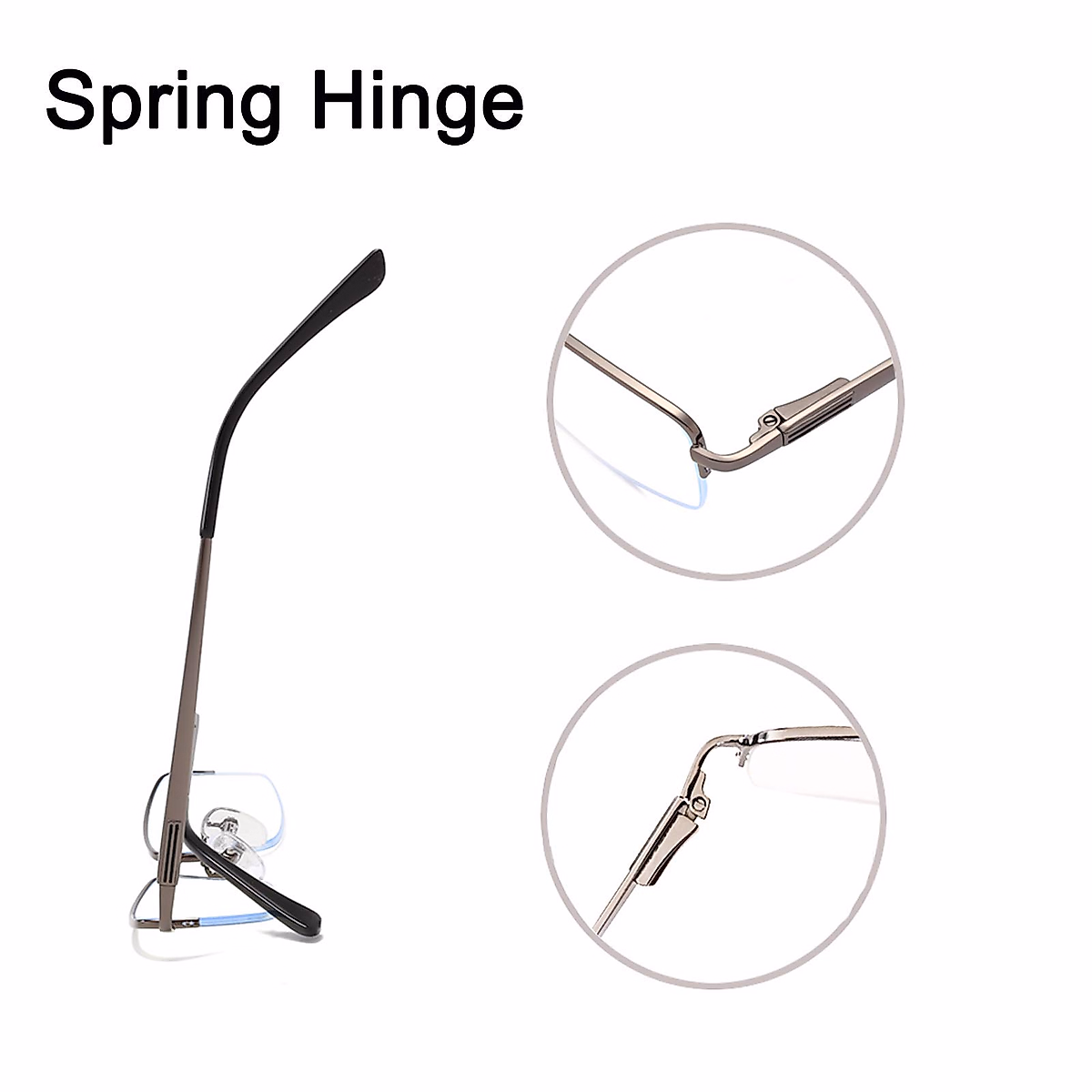 QECEPEI Half Rimless Metal Eyewear Frames Blue Light Blocking Transparent Lens Business Glasses, Shiny Silver