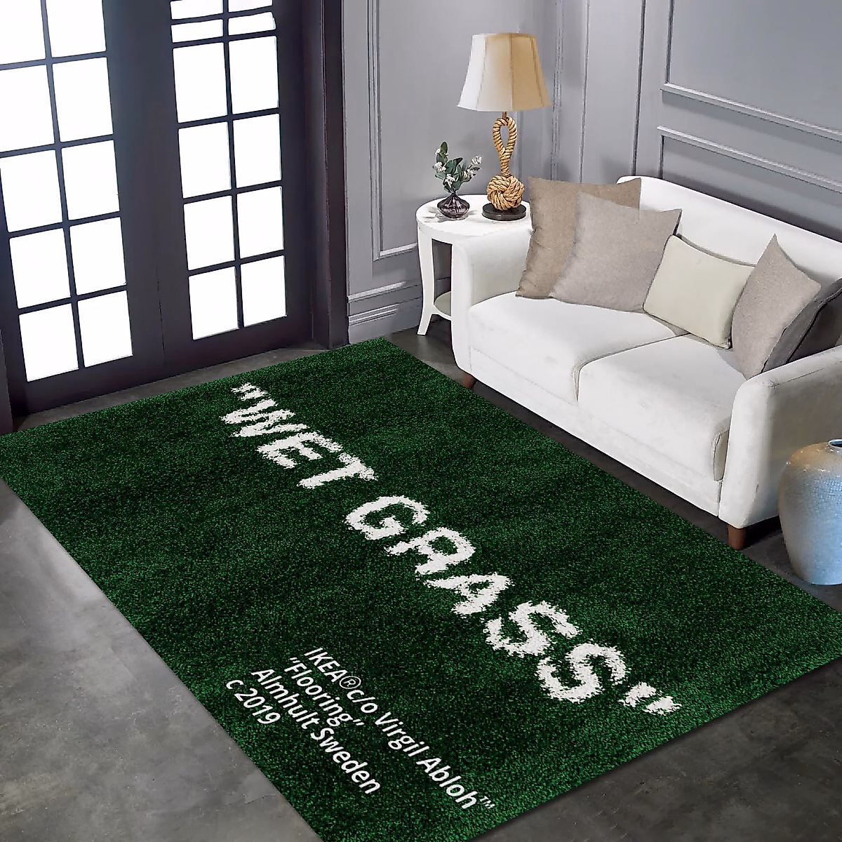 Keep Off Area Rug Green Rugs Modern Home Decor Polyester Carpet 3D Printed Large Pop Rug for Game Room Bedroom Living Room Non-Slip Floor Mat 3.3' x 5'