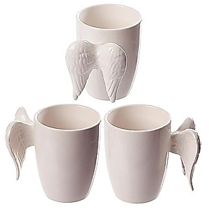 Puckator White Angel Wings Ceramic Shaped Handle Mug, Tea Coffee Hot Drinks, Decorative Gift Box, Home Kitchen Office Height 11cm Width 11.5cm Depth 8.5cm
