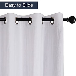 OWENIE Double Layer Blackout Curtains 96 Inches Length 2 Panels Set- Faux Cotton & Total Blackout Curtain Liner White Drapes, Soft Crushed Elegant Window Panels with 2 Tiebacks, Set of 4, 50W x96L