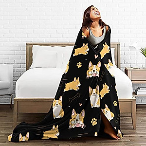 GYUIYTI Cute Corgis Blanket - 60X50 Inch Corgis Throw Blanket, Fleece Flannel Soft Blanket for Bedroom Sofa Living Room