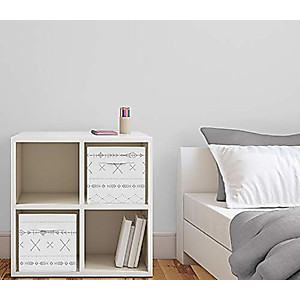 Sweet Jojo Designs Grey and White Boho Tribal Unisex Boy or Girl Foldable Fabric Storage Cube Bins Boxes Organizer Toys Kids Baby Childrens for Gray Woodland Forest Friends Collection