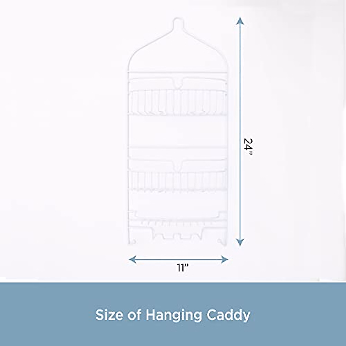 Kenney 11" x 24" x 4.5" 2-Tier Hanging Shower Caddy, White